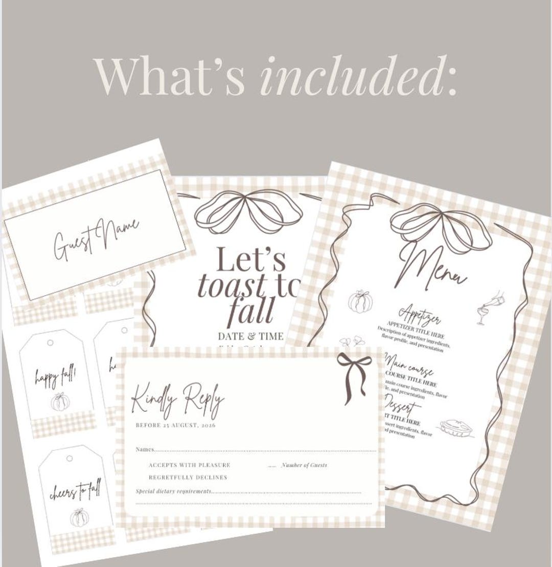 Coquette Fall Party Invitation Bundle: Editable Canva Templates ...