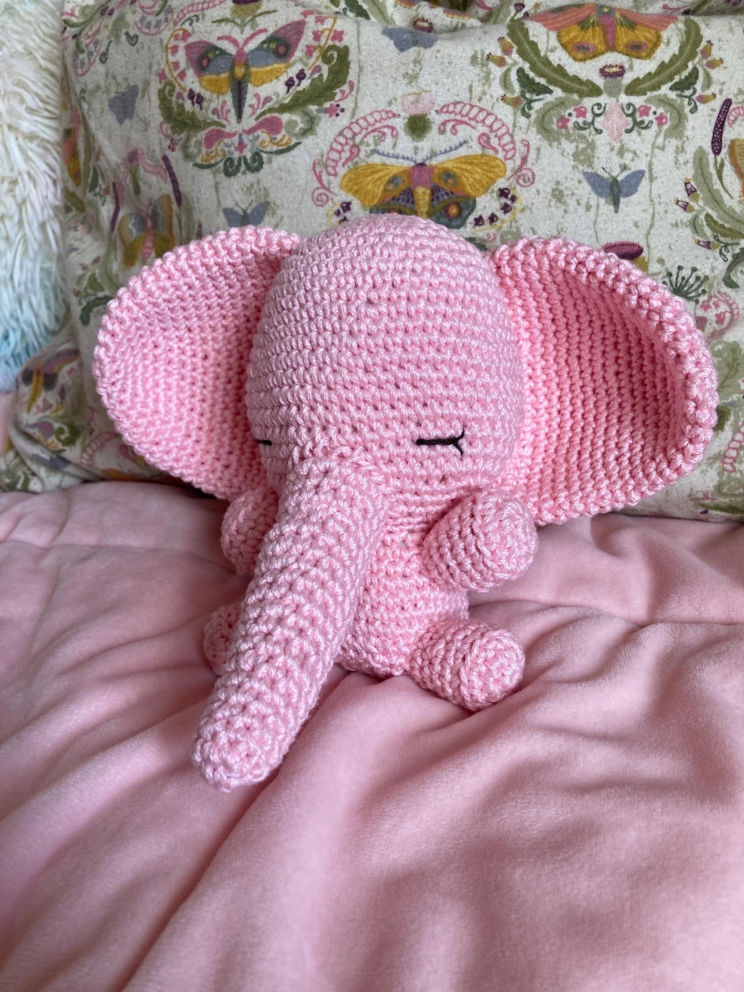 Handmade Crochet Amigurumi Elephant, Stuffy, Lovey, Pink - Etsy