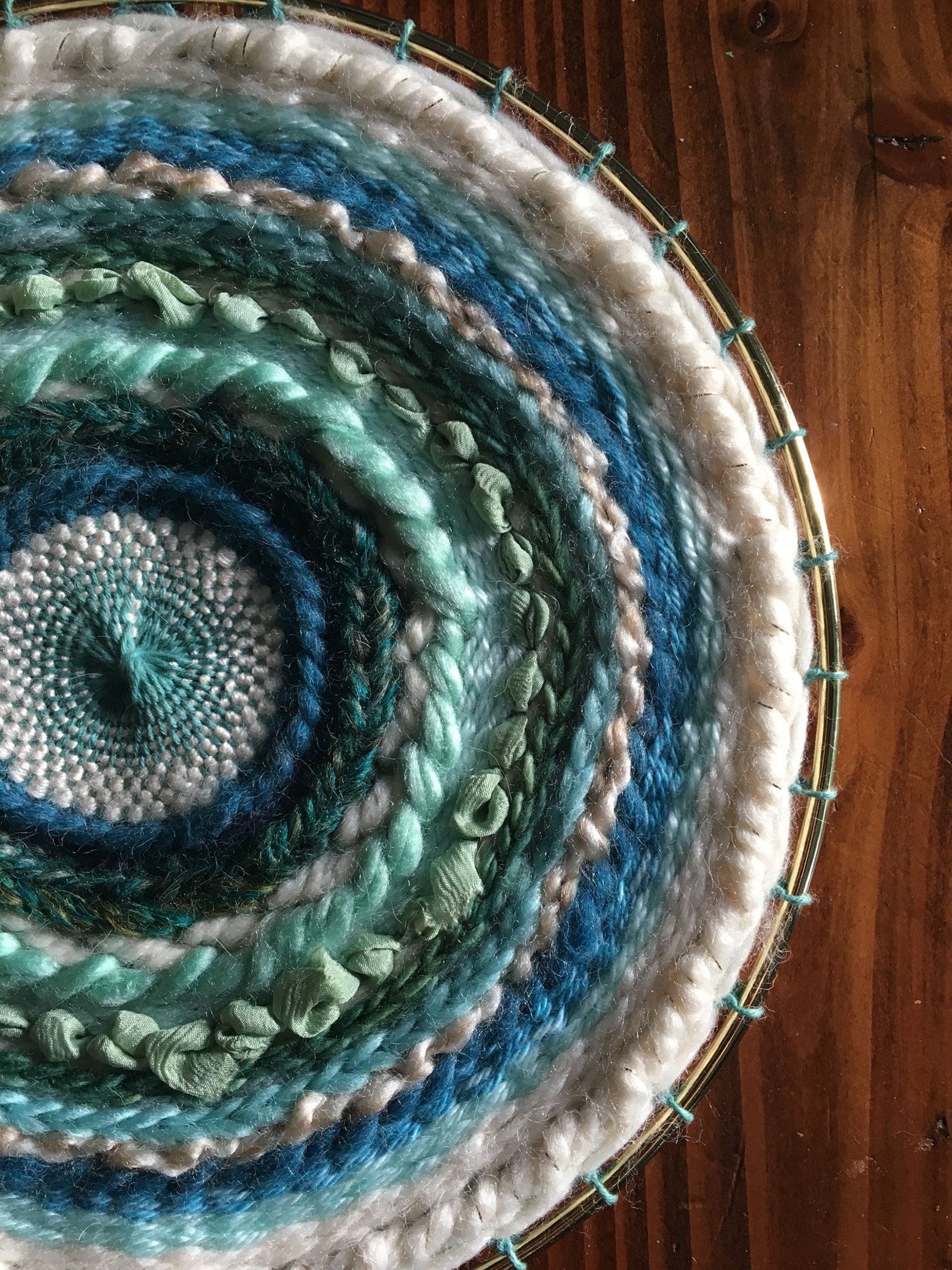 Circular Weaving on Gold Hoop Circle Weaving Tapestry Wall - Etsy