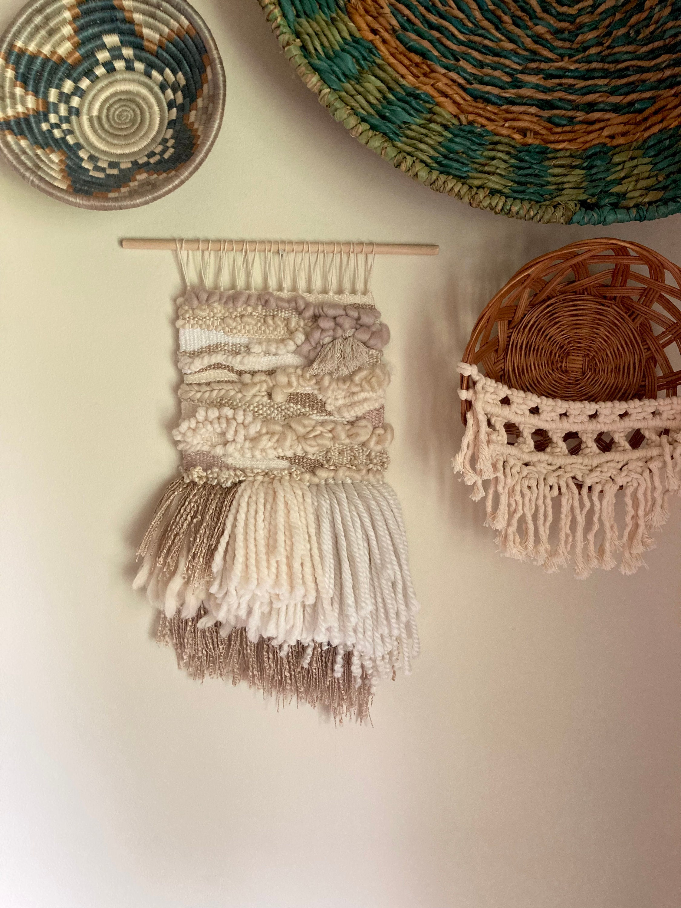 Handmade Weaving, Wall Decor, Neutral, Textured, Fiber Art - Etsy