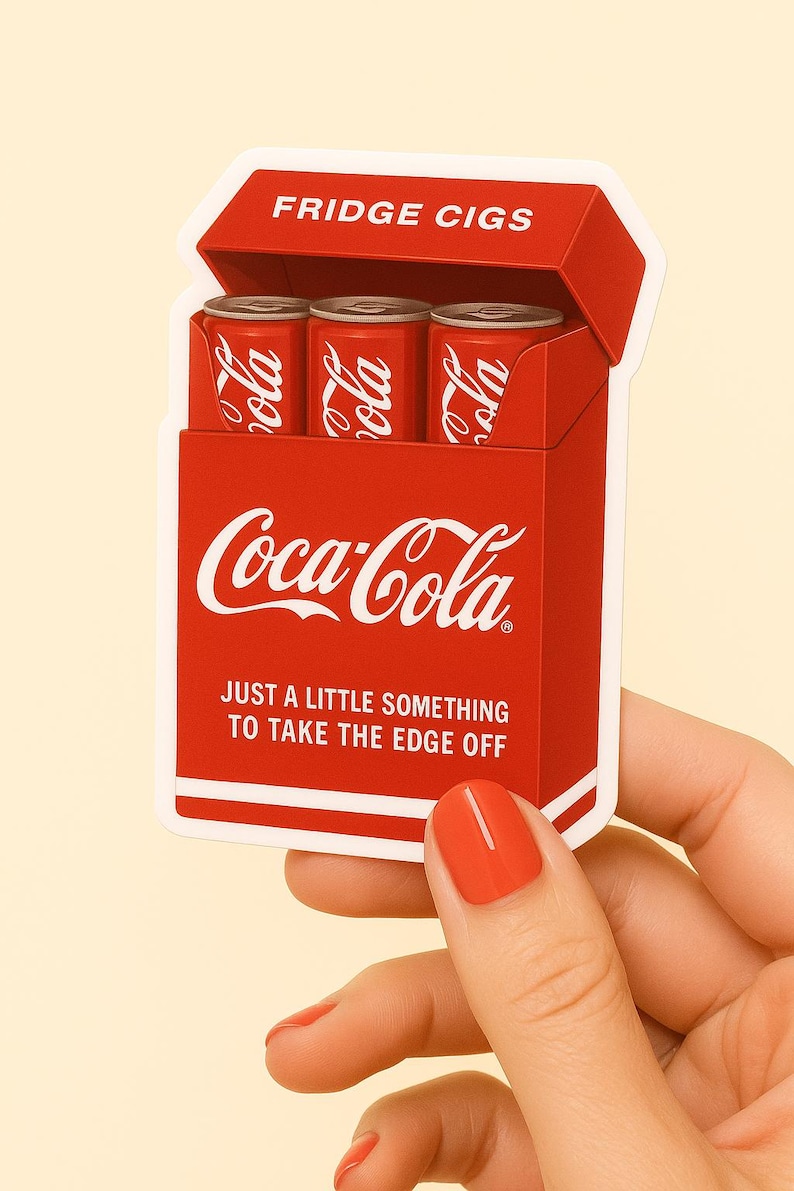 Coca-cola Funny Fridge Cigs Sticker - Matte Vinyl, Laptop or ...