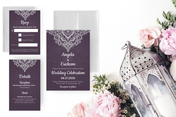 PRINTED Indian Wedding Invitation Set Party Invitation | Etsy