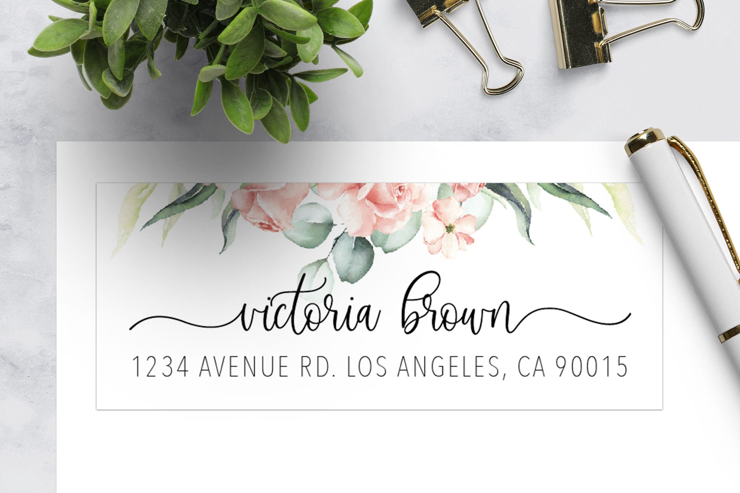 PRINTED | Large Floral Return Address Label Stickers, Wedding ...