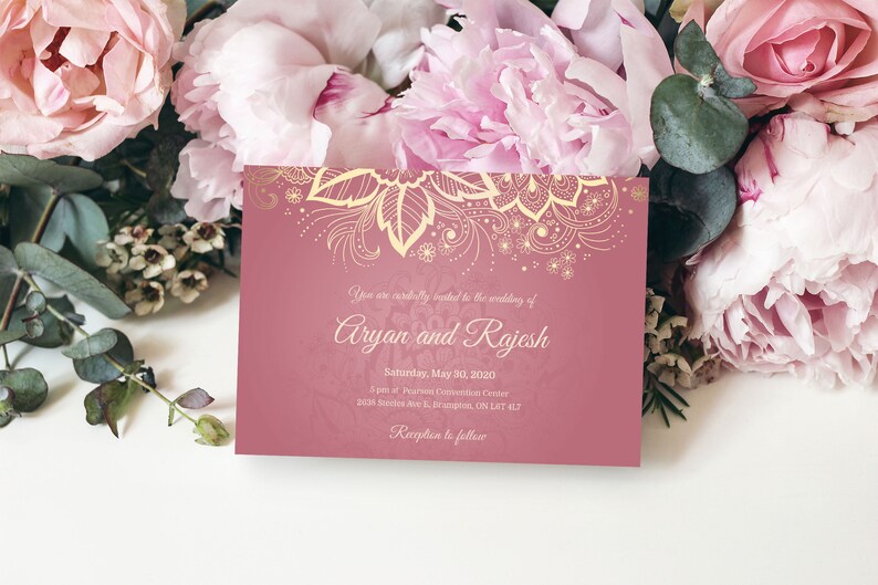 PRINTED | Indian Wedding Invitation Set, Sangeet, Mehendi, Tilak, Vidai ...