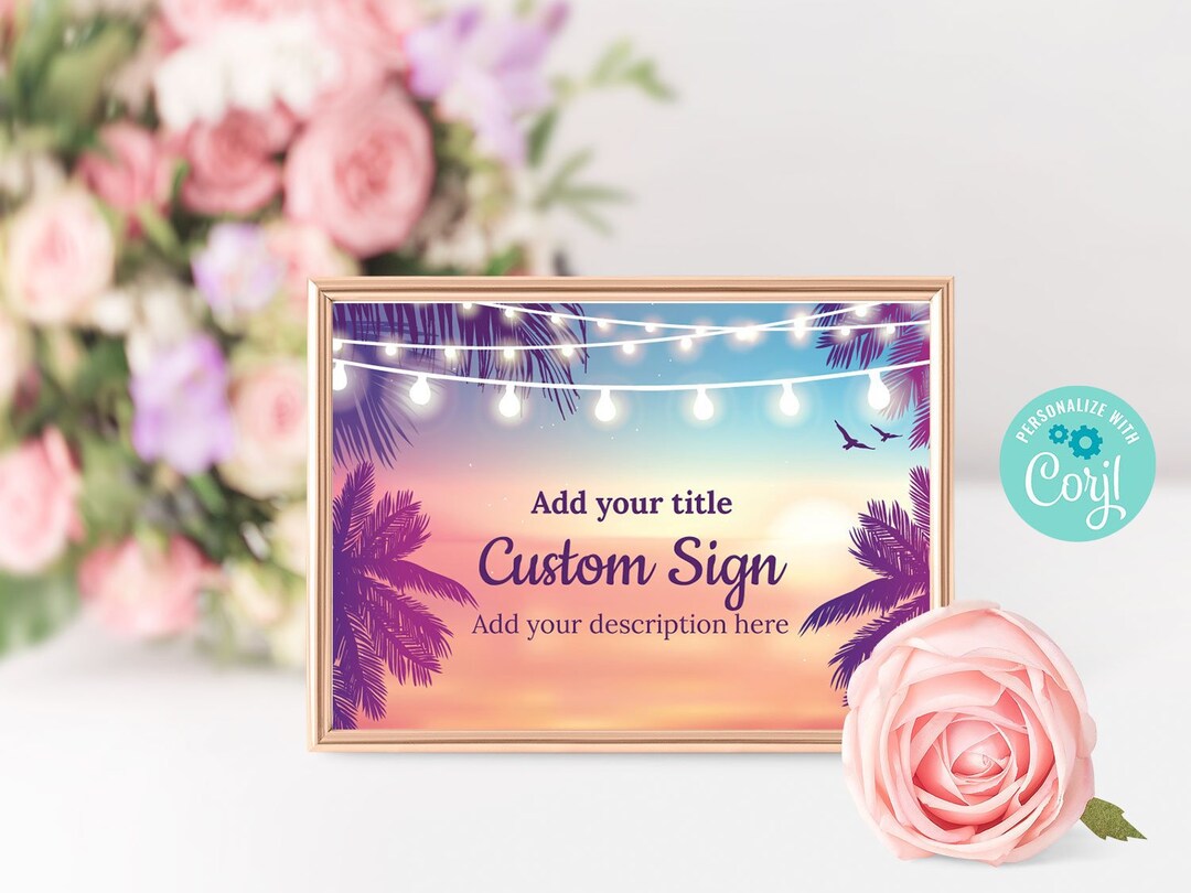 Beach Wedding Table Sign, Corjl Template, Custom Wedding Signs, Wedding ...