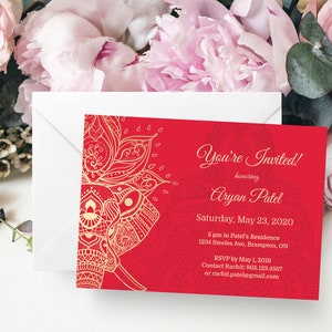 PRINTED | Indian Wedding Invitation Set, Red Invitation, Sangeet ...