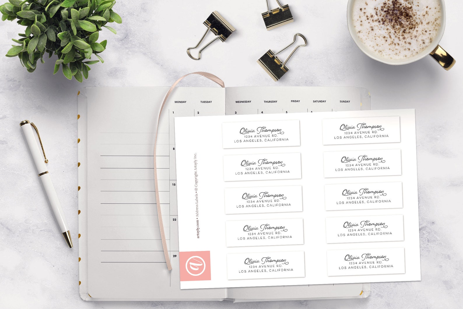 PRINTED | Custom Return Address Label Stickers, Gold Foil Wedding ...