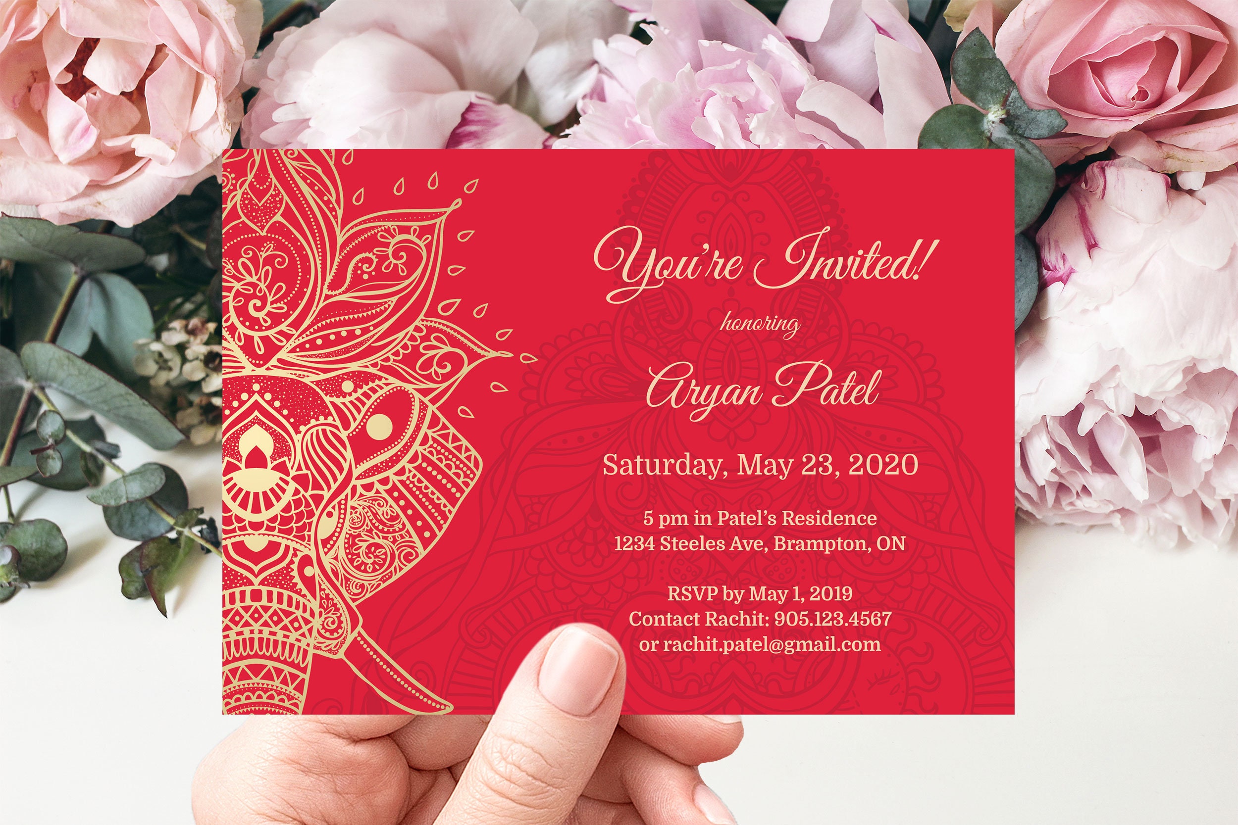 PRINTED | Indian Wedding Invitation Set, Red Invitation, Sangeet ...