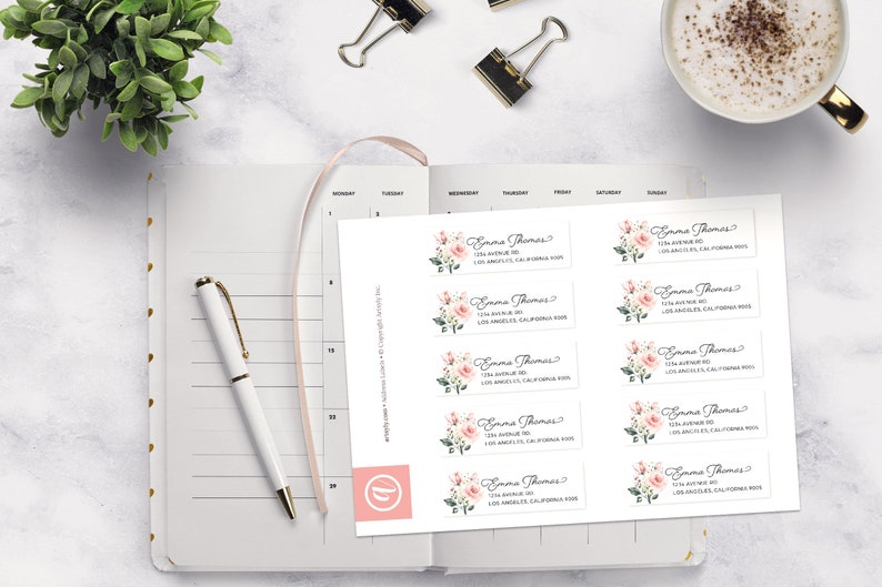 PRINTED | Floral Return Address Label Stickers, Wedding Invitation ...