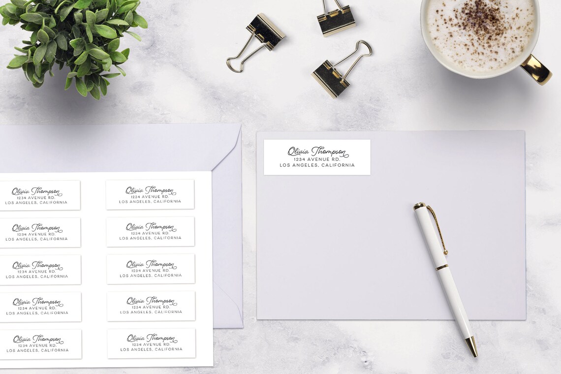 PRINTED | Custom Return Address Label Stickers, Gold Foil Wedding ...