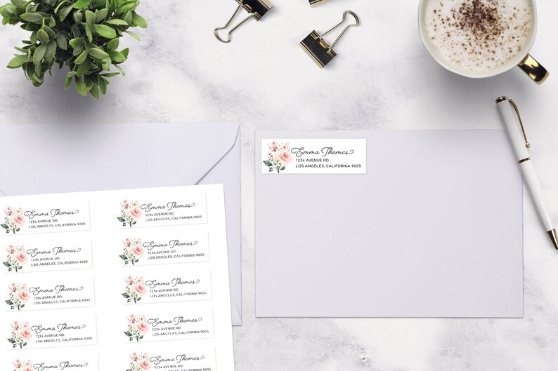 PRINTED | Floral Return Address Label Stickers, Wedding Invitation ...
