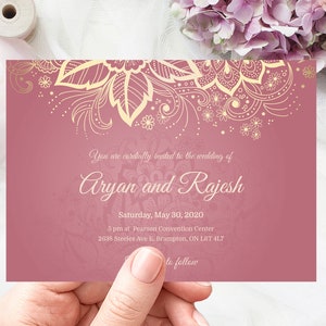 PRINTED | Indian Wedding Invitation Set, Sangeet, Mehendi, Tilak, Vidai ...