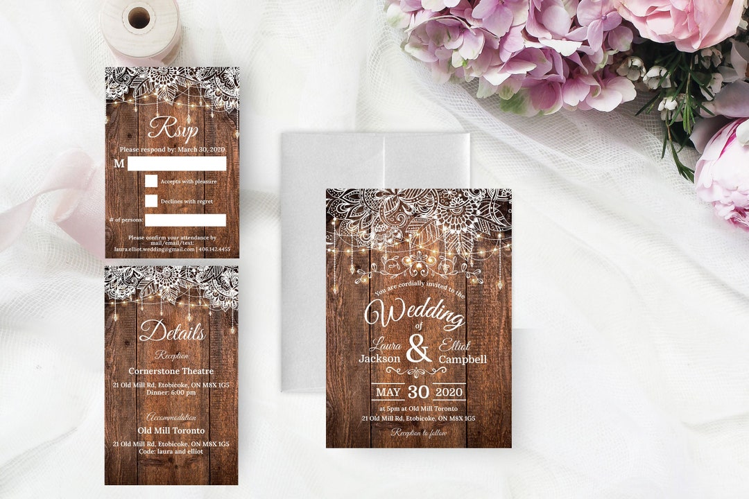 PRINTED | Country Wedding Invitation Set | Rustic Wedding | Burlap ...