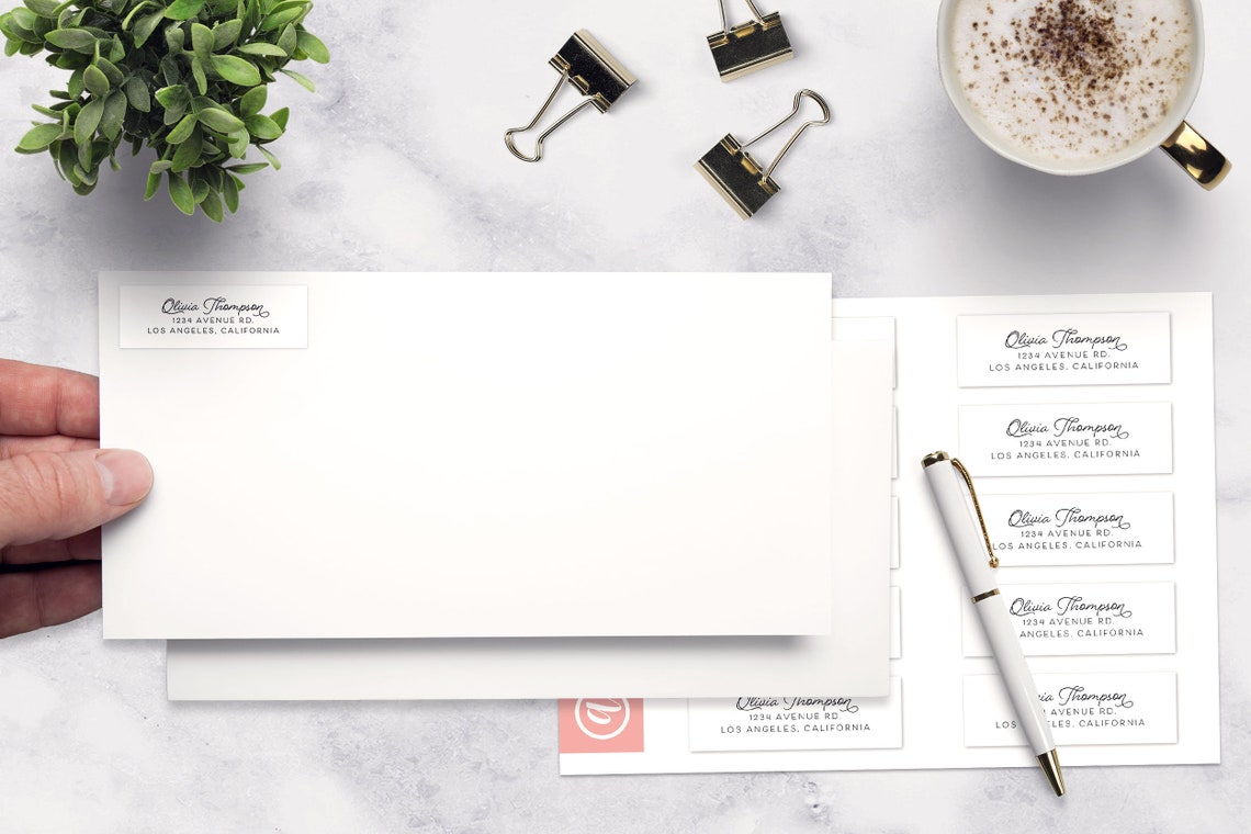 PRINTED | Custom Return Address Label Stickers, Gold Foil Wedding ...