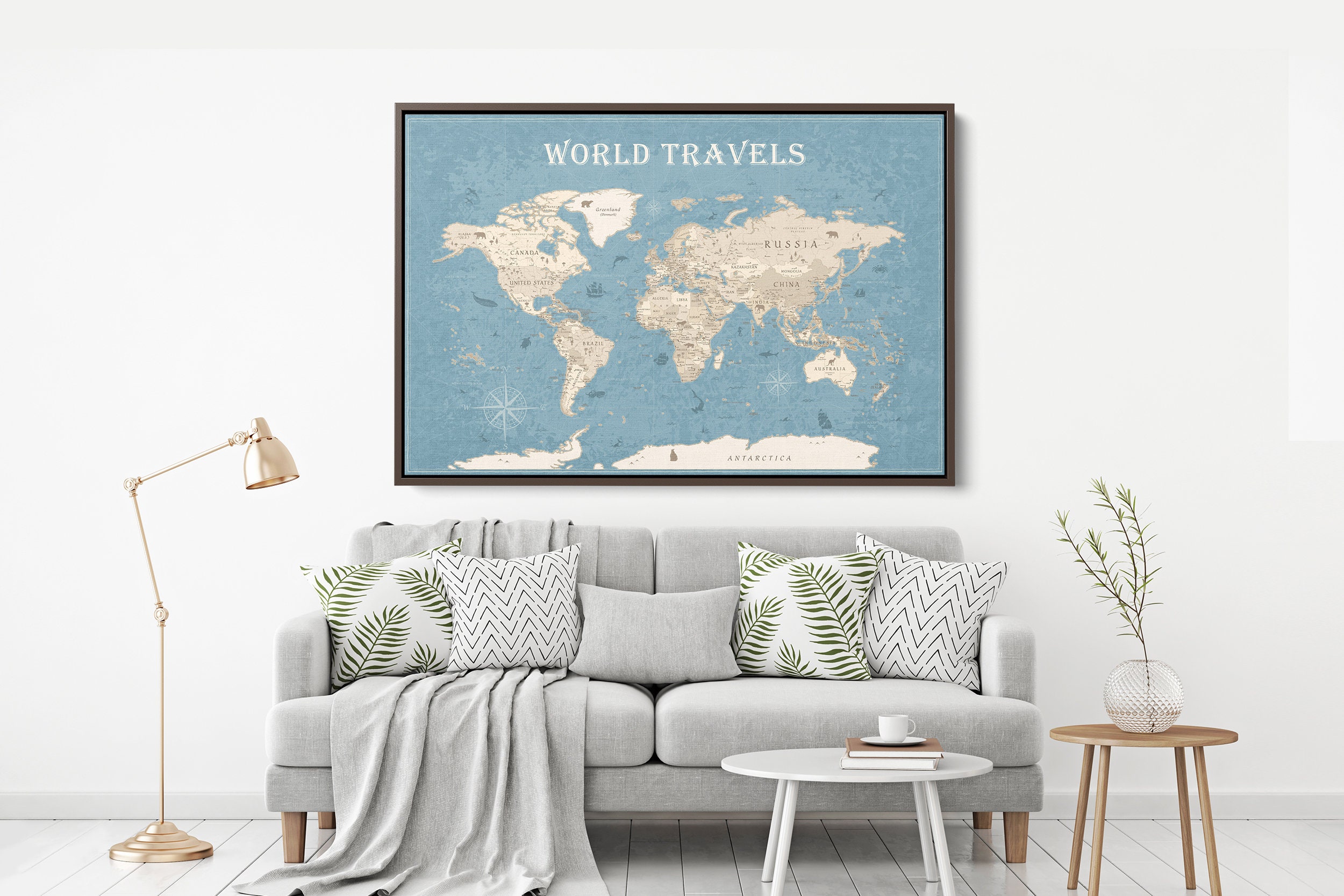 Wall map of the world push pin
