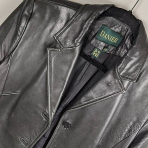 Vintage Danier Black Leather Jacket ~ Blazer Button Down 90s Vintage ...