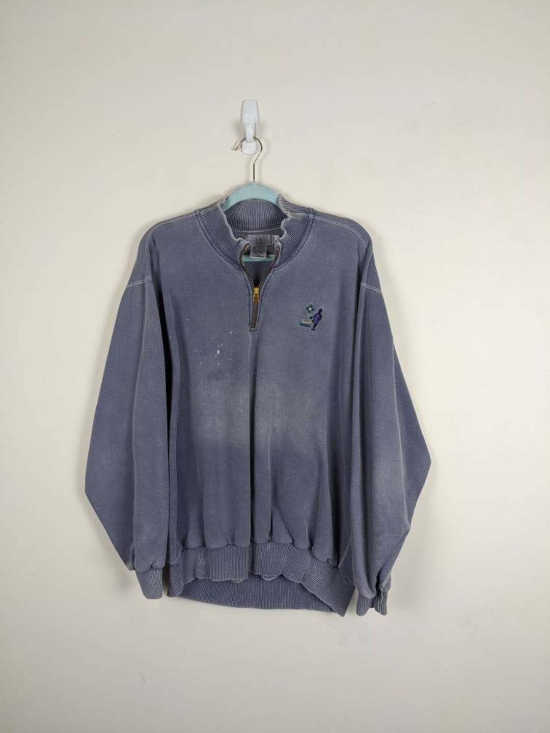Vintage Banff Quarter Zip Sweatshirt: Muted Blue 90s Cotton Pullover - Etsy