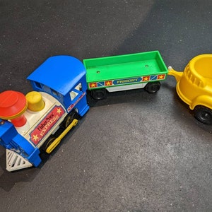 Vintage 89s 90s Fisher Price Express Train Set Trio / Retro Toy Kids ...