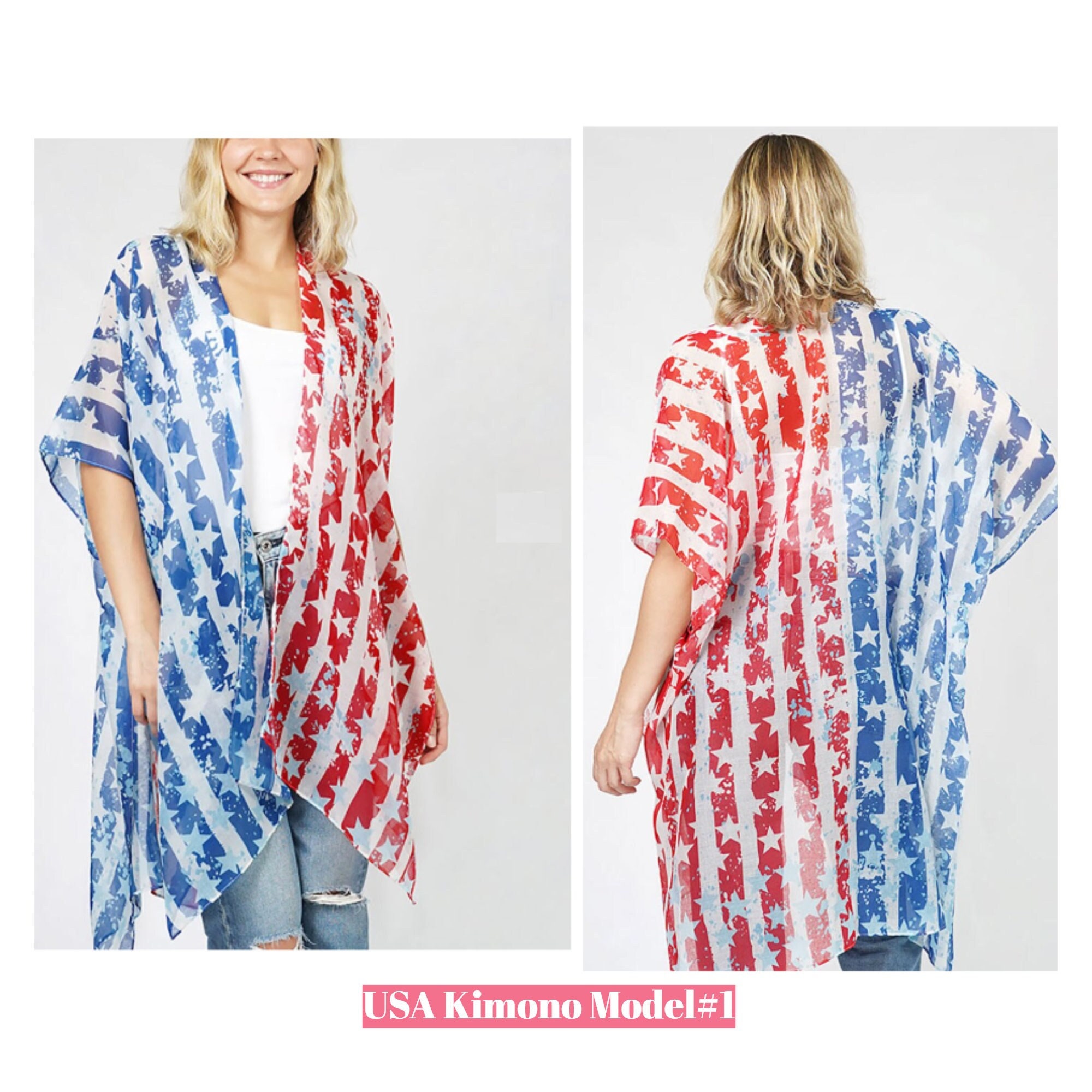 Kimono Boho Flowy Vintage American Flag, USA , Patriotic, Distressed ...