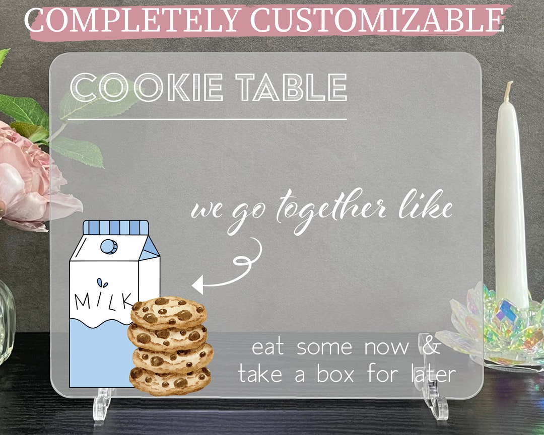 Favors or Food Wedding Custom Acrylic Sign, Wedding Cookie Table Sign ...