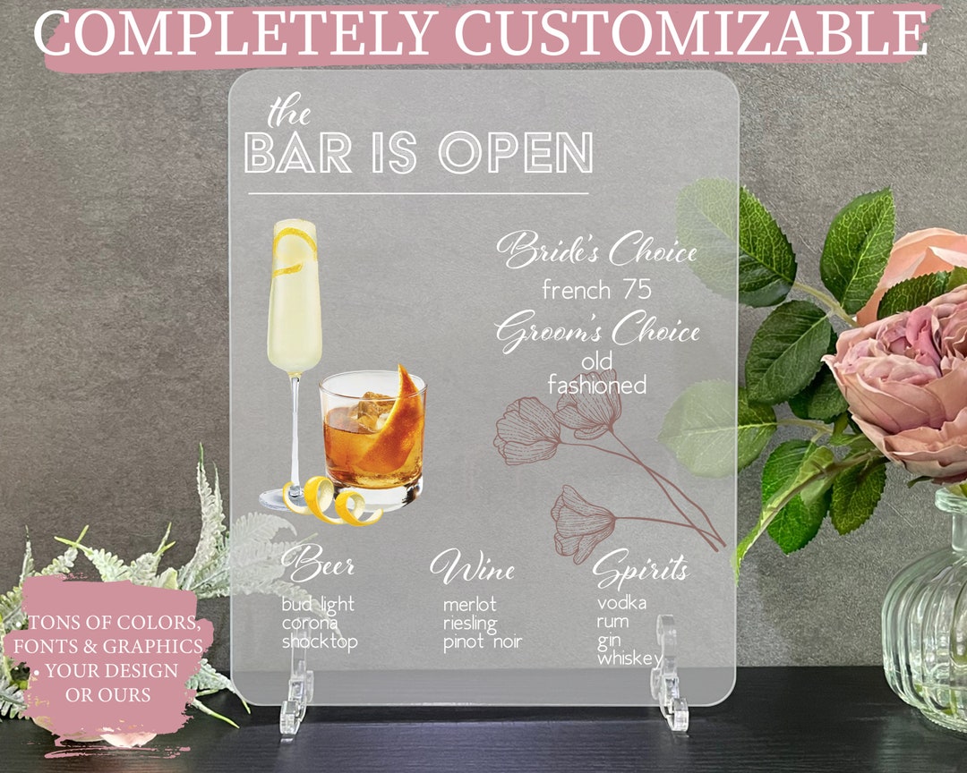 Signature Drinks Custom Acrylic Wedding Sign Bar Wedding - Etsy