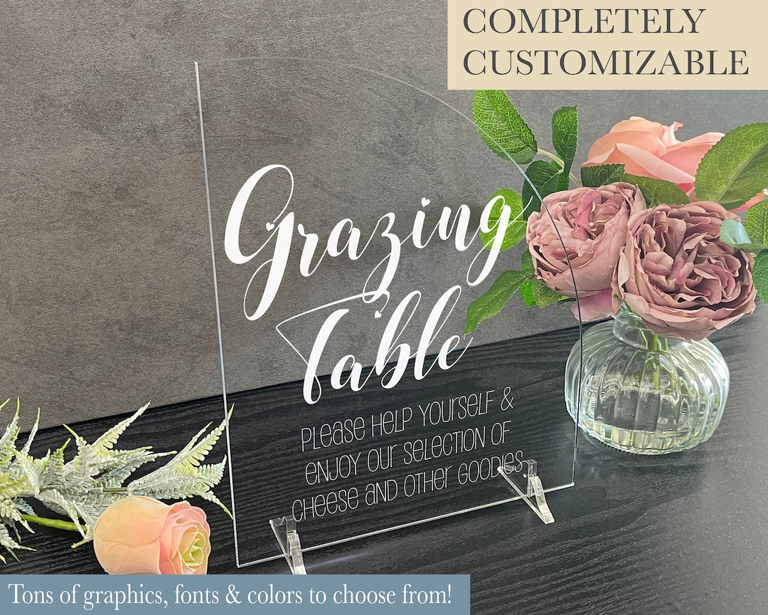 Wedding Food Custom Acrylic Sign, Wedding Buffet Table Signs, Modern ...