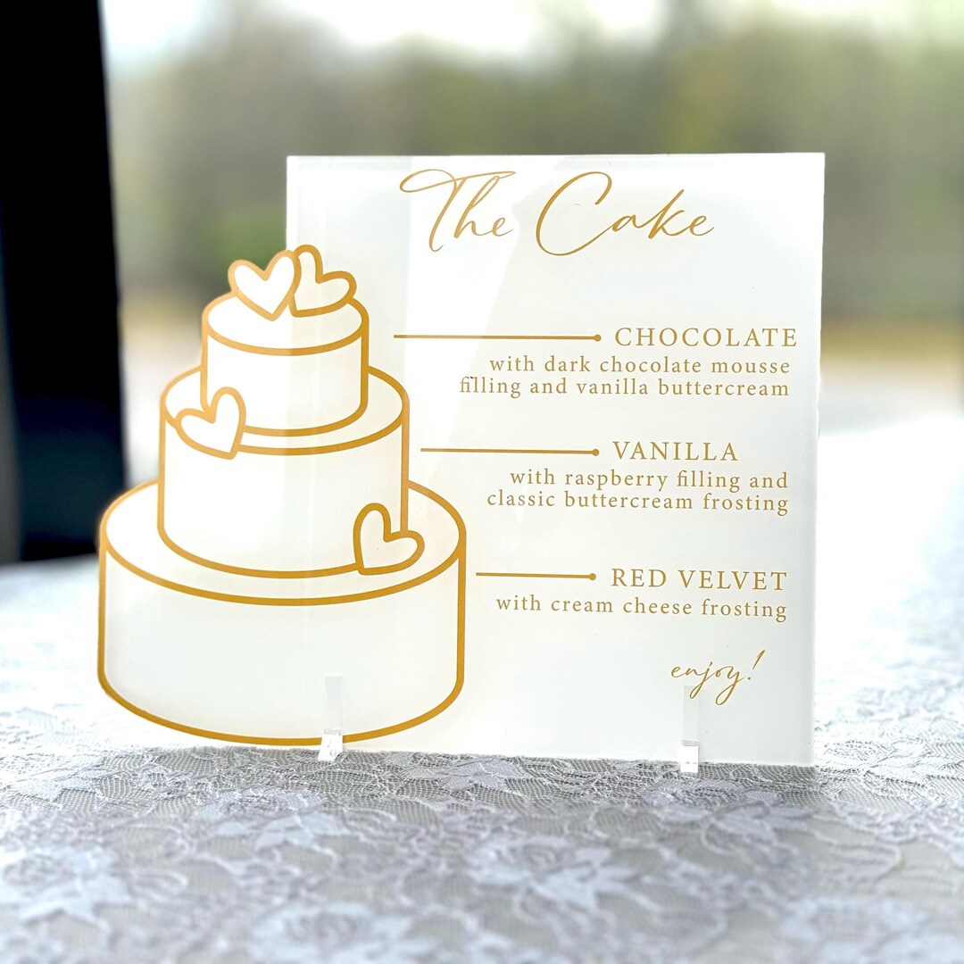 Acrylic Wedding Cake Flavor Menu Sign, Custom Dessert Table Decor - Etsy