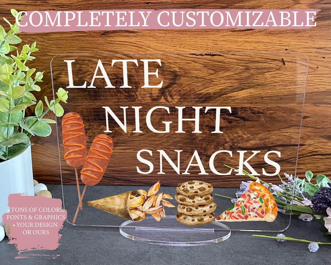Wedding Food Sign Custom Acrylic Sign, Wedding Snacks Table Signs ...