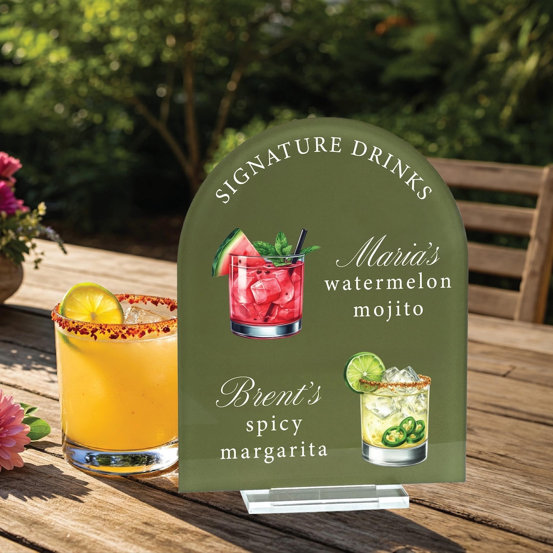 Personalized Signature Drinks Sign, Acrylic Wedding Bar Decor - Etsy