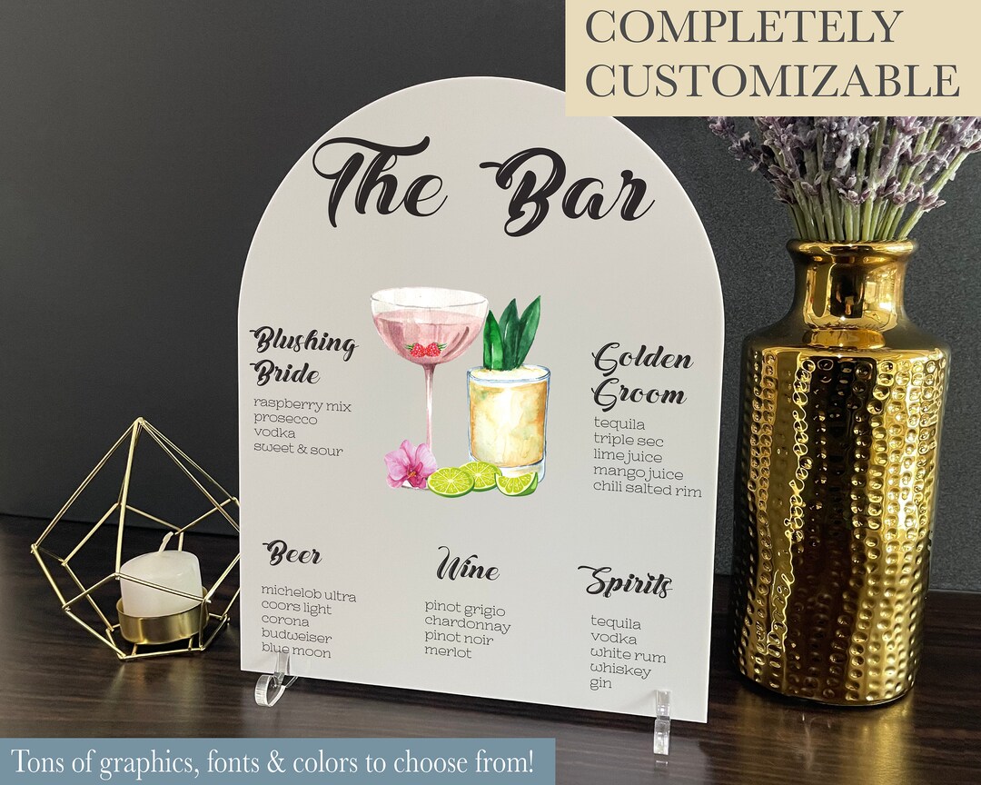 Signature Drinks Wedding Sign, Custom Acrylic Wedding Sign, Wedding ...