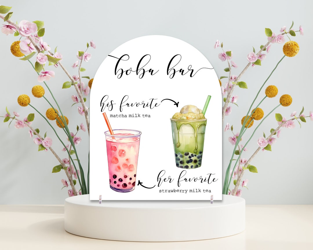 Boba Bar Wedding Sign, Signature Drink Wedding Bar Sign, Bubble Tea ...