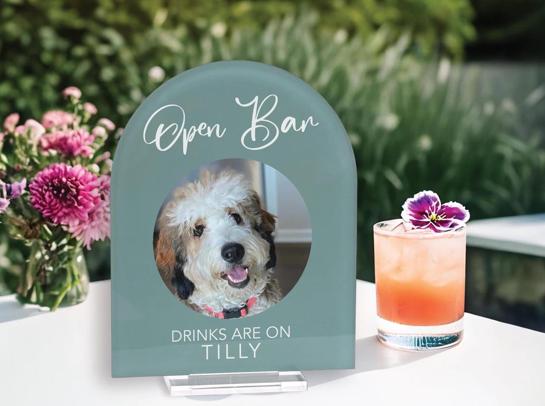 Open Bar Pet Wedding Sign, Wedding Table Bar Menu Signs, Drinks on Us ...