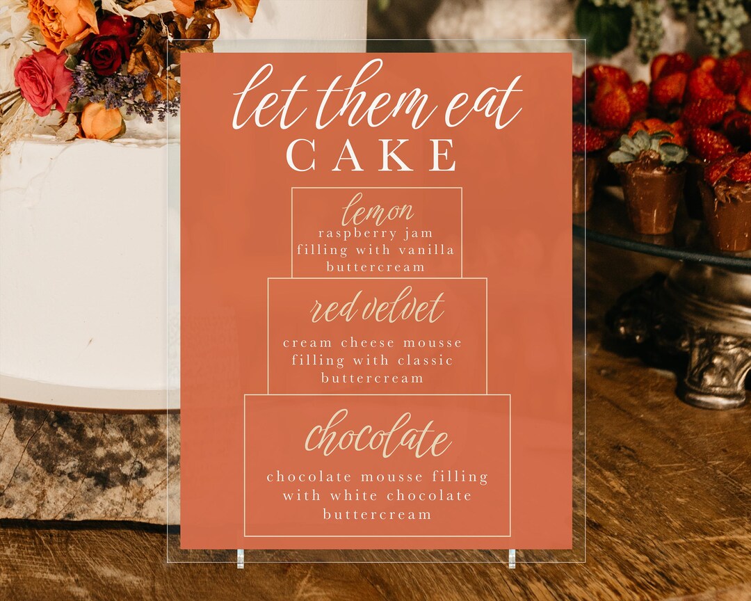 Wedding Cake Menu Sign, Let Them Eat Cake, Cake Flavors Sign, Wedding ...