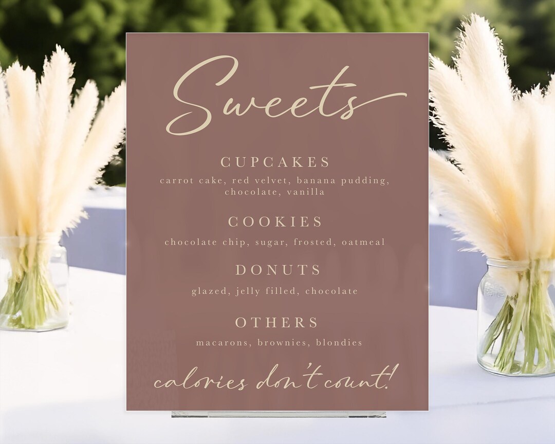 Custom Acrylic Wedding Sweets Sign: Modern Rustic Table Decor - Etsy