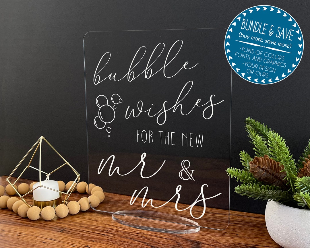 Bubble Send off Custom Acrylic Wedding Sign, Wedding Table Exit Signs ...