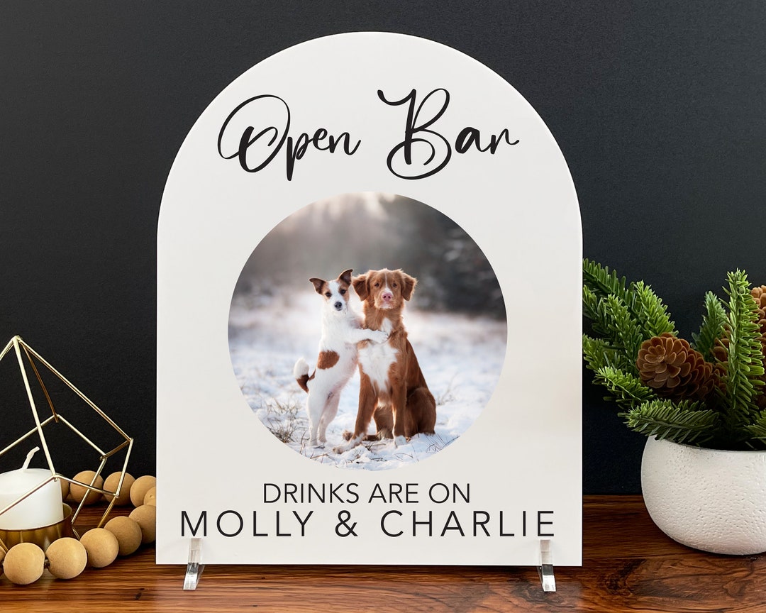 Open Bar Pet Wedding Sign, Wedding Table Bar Menu Signs, Drinks on Us ...