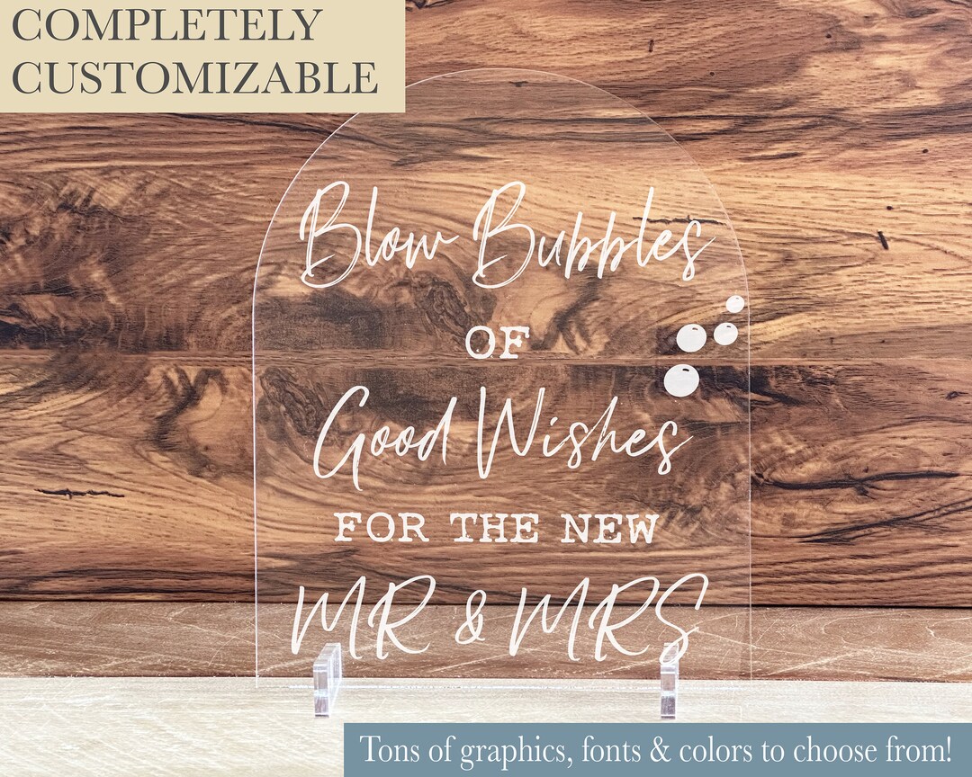 Wedding Bubbles Sign, Custom Acrylic Wedding Sign, Wedding Table Exit ...