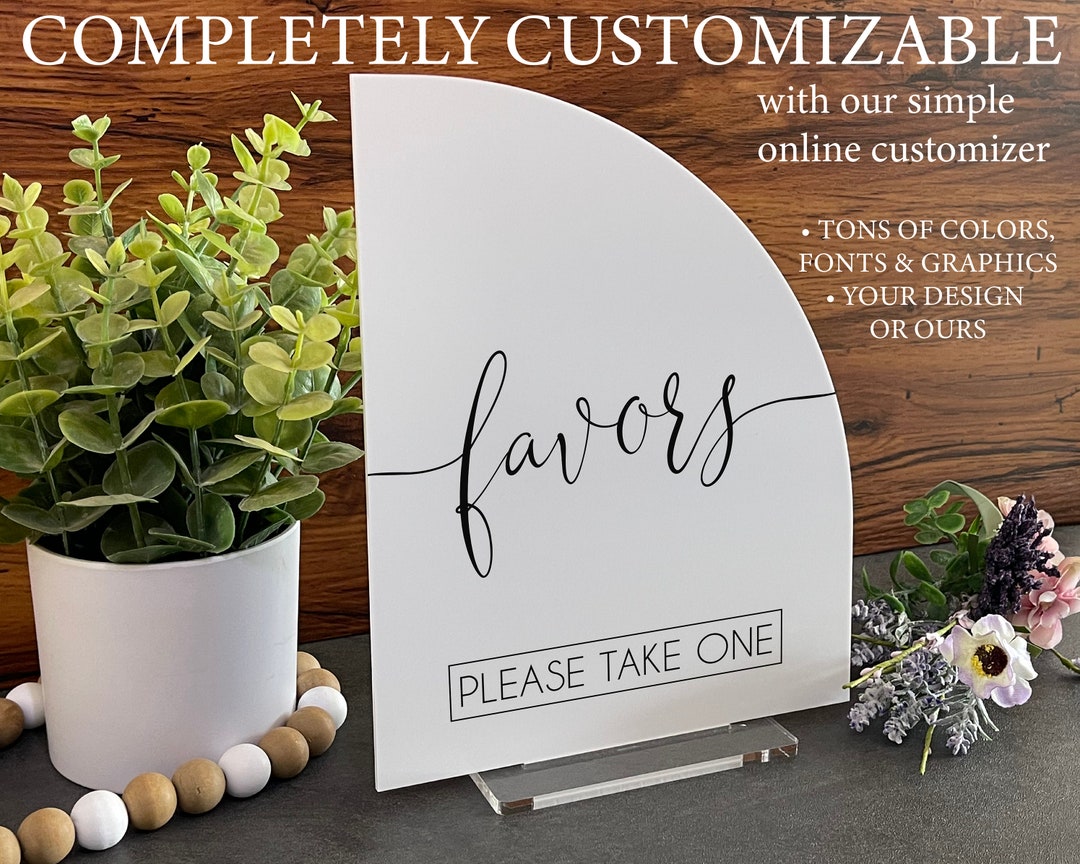 Wedding Favors Custom Acrylic Sign, Wedding Table Favors Signs, Modern ...