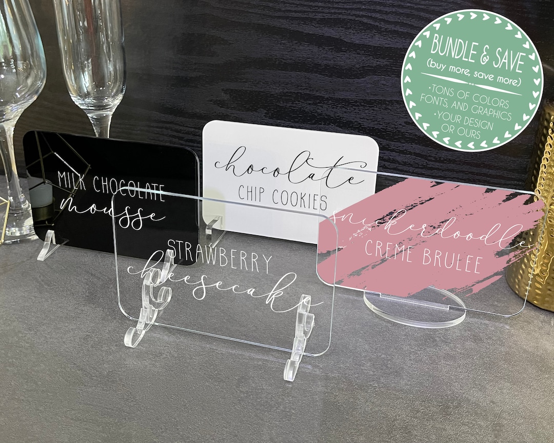 Wedding Food Signs Buffet Name, Bundle, Acrylic Wedding Food Tent ...