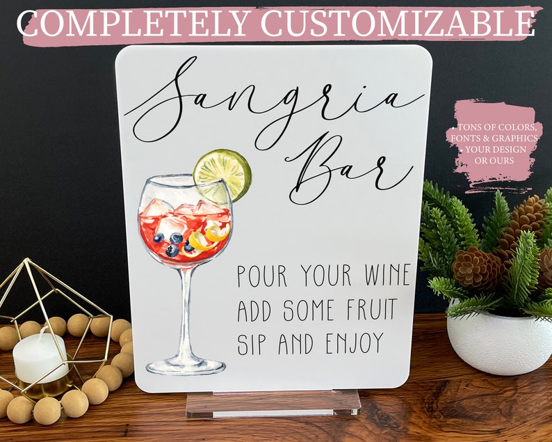 Sangria Bar Custom Wedding Sign Wedding Table Bar Menu Signs - Etsy