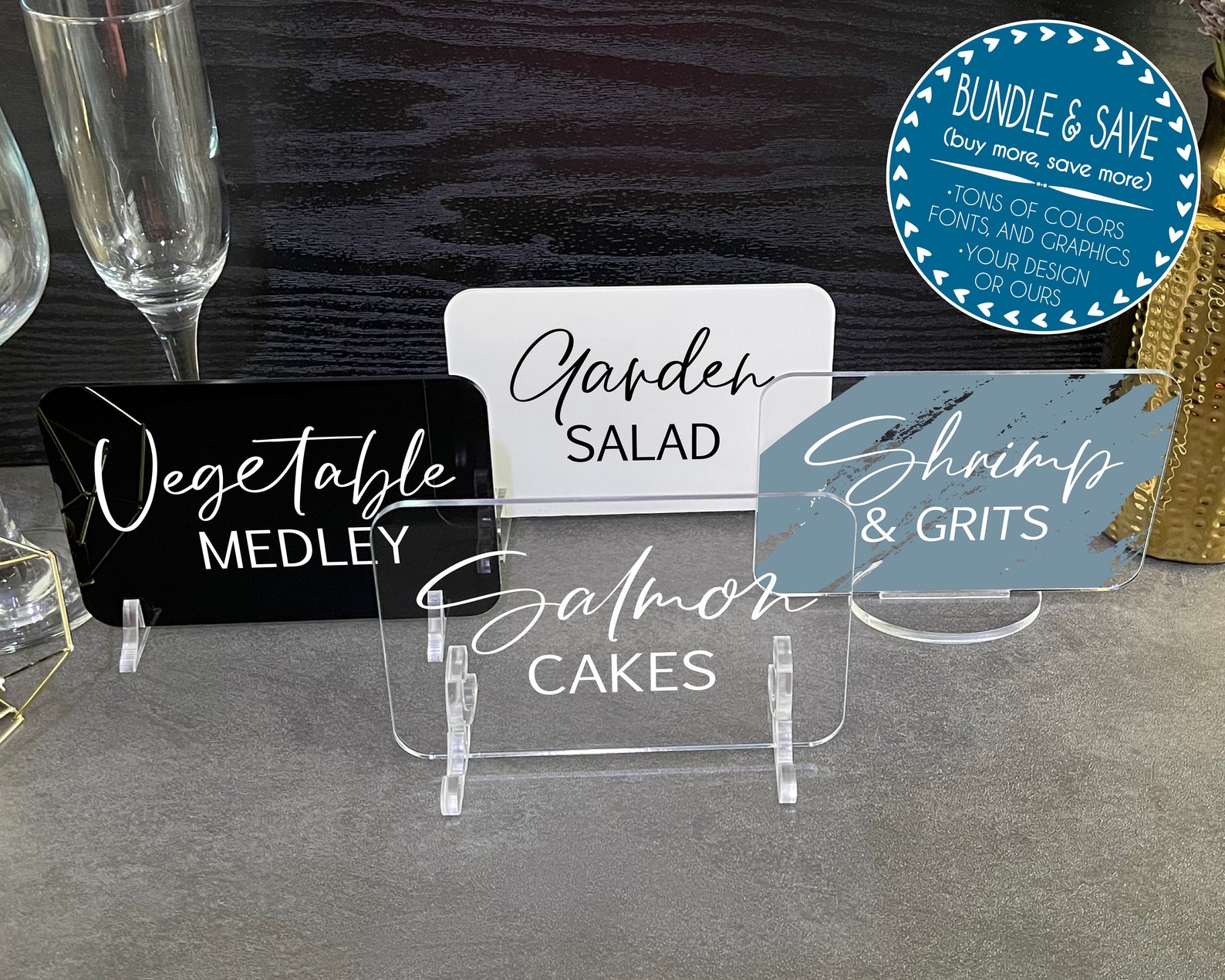 Wedding Food Signs Buffet Name Bundle Acrylic Wedding Food - Etsy