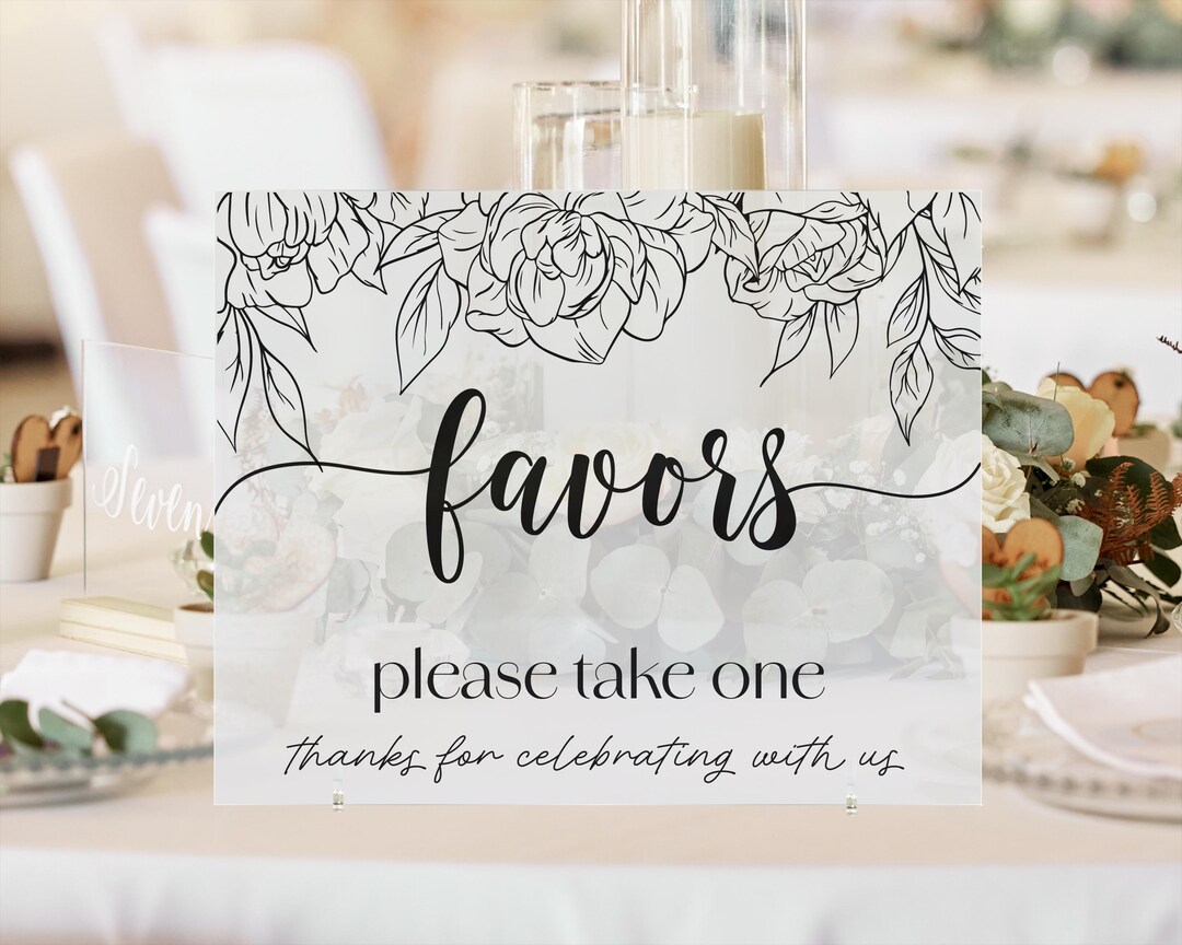 Wedding Favors Sign Custom Acrylic Sign, Wedding Table Favors Signs ...