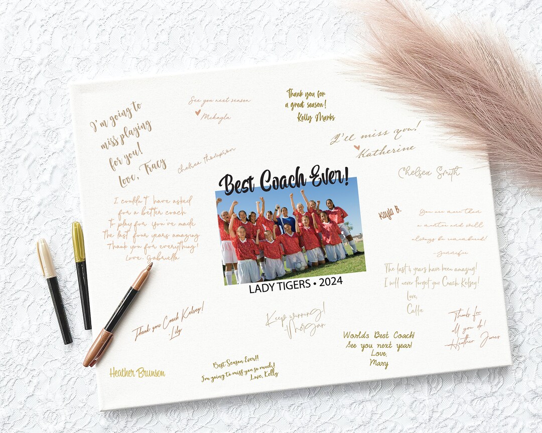 Custom Sports Coach Canvas, Team Photo With Player Signatures, Coach ...