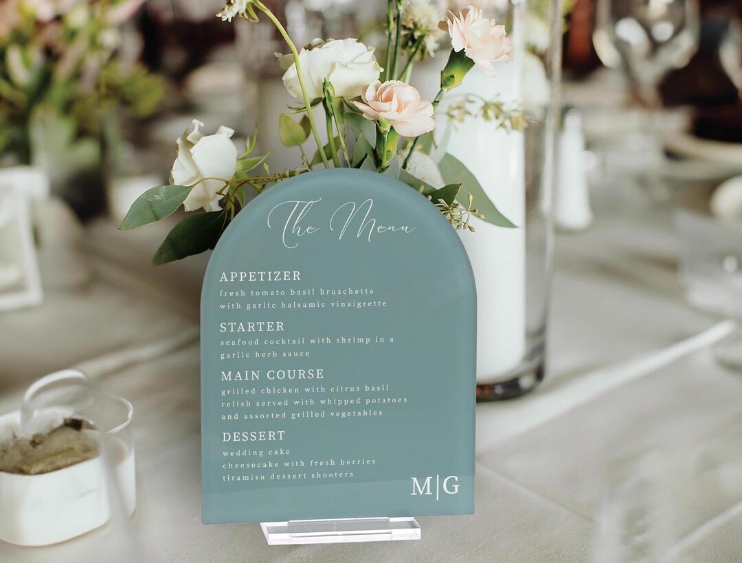 Wedding Menu, Acrylic Wedding Menu Signs, Custom Reception Menu, Dinner ...