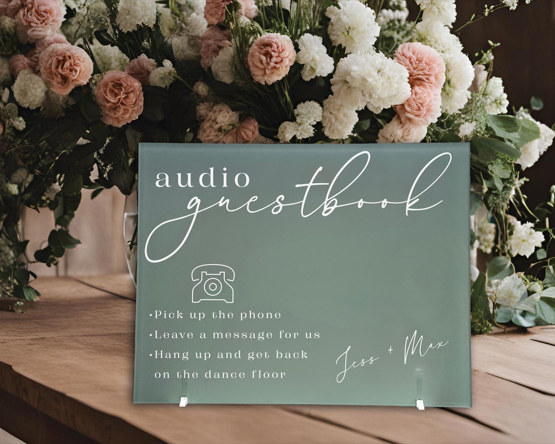 Wedding Audio Guest Book Sign, Custom Acrylic Table Sign - Etsy