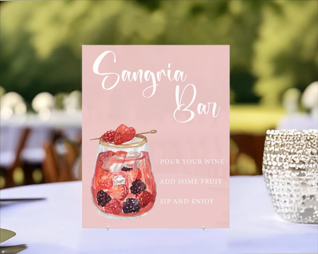 Sangria Bar Custom Wedding Sign, Wedding Table Bar Menu Signs, Modern ...