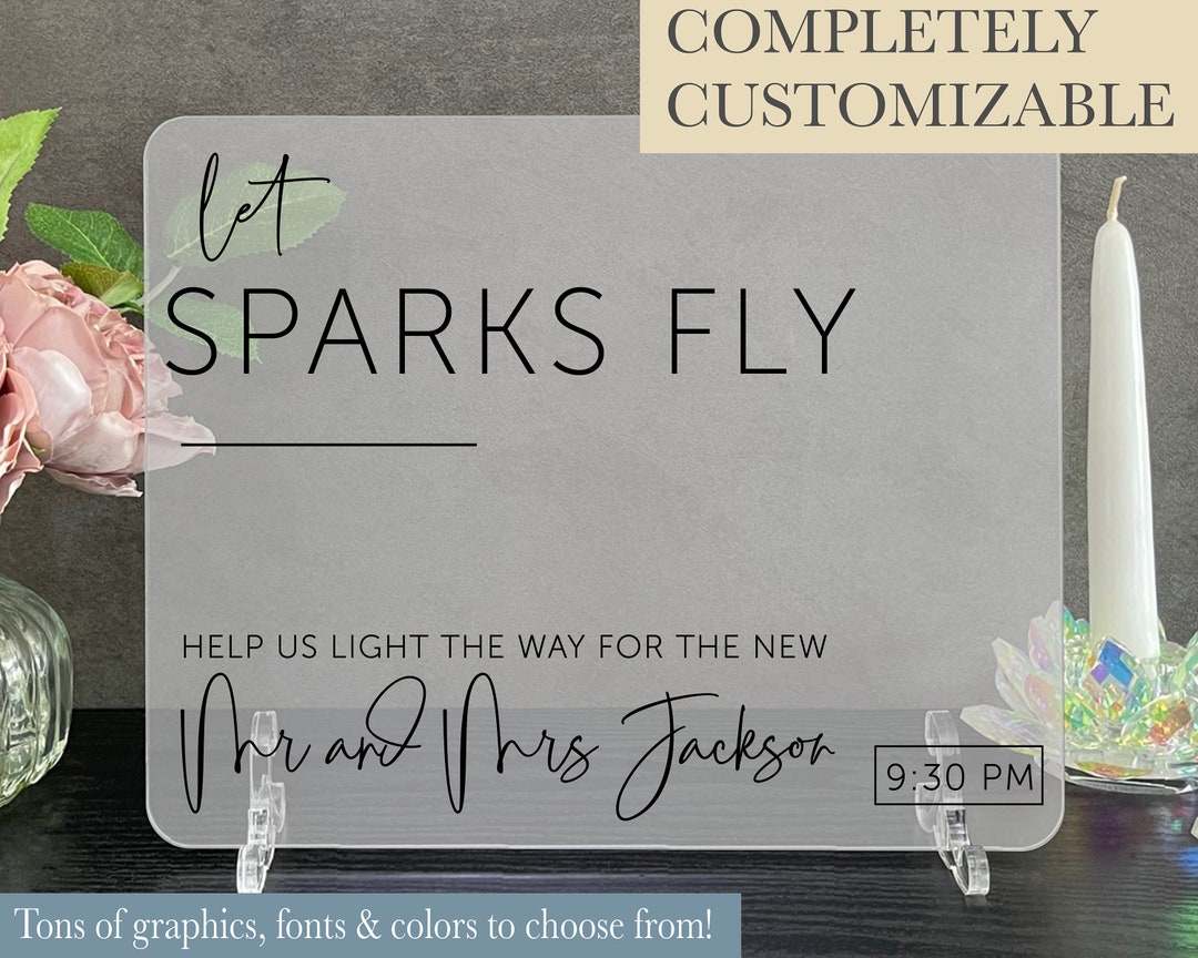 Sparkler Custom Acrylic Wedding Sign, Wedding Send off Table Signs ...