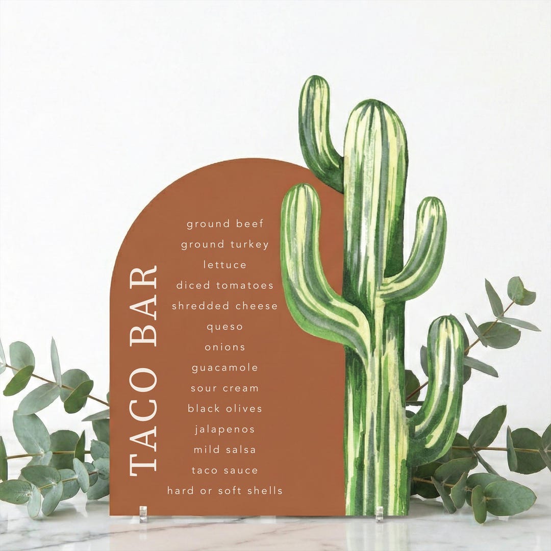 Arched Acrylic Wedding Taco Bar Menu Sign - Etsy