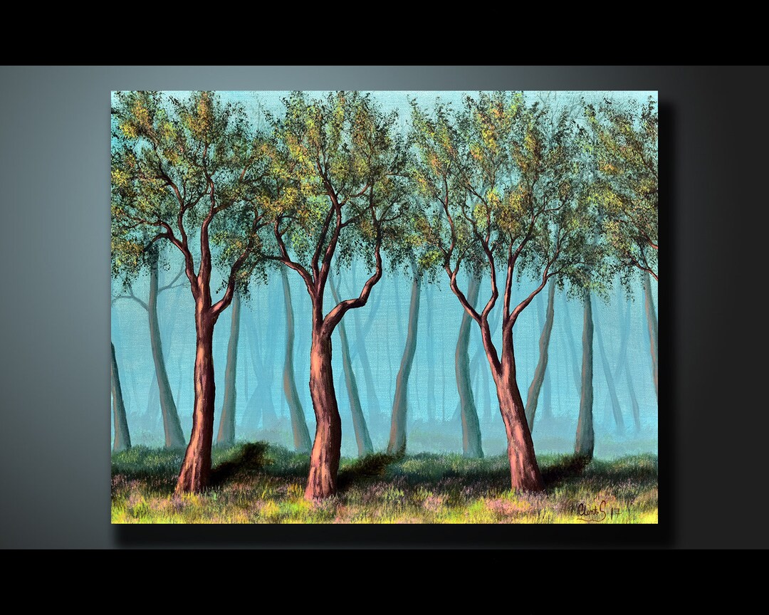Original Landscape Painting Blue Tree Wall Art Landscape Painting Home ...