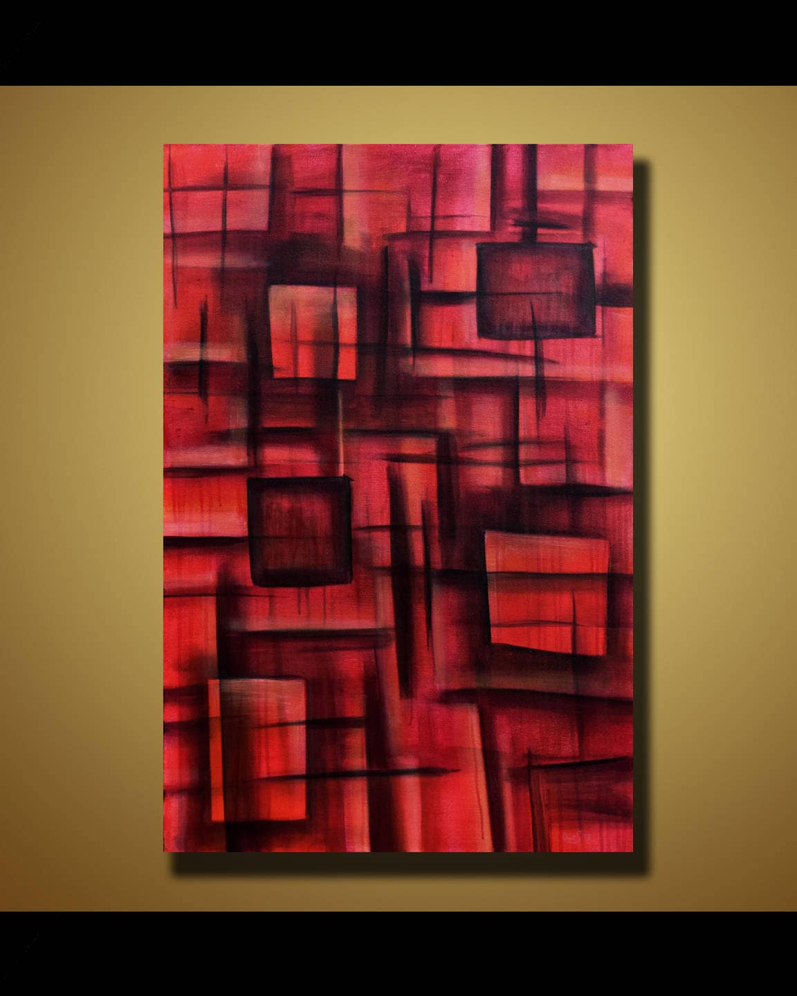 Original Abstract Painting Red Wall Art Abstract Painting Home Decor ...